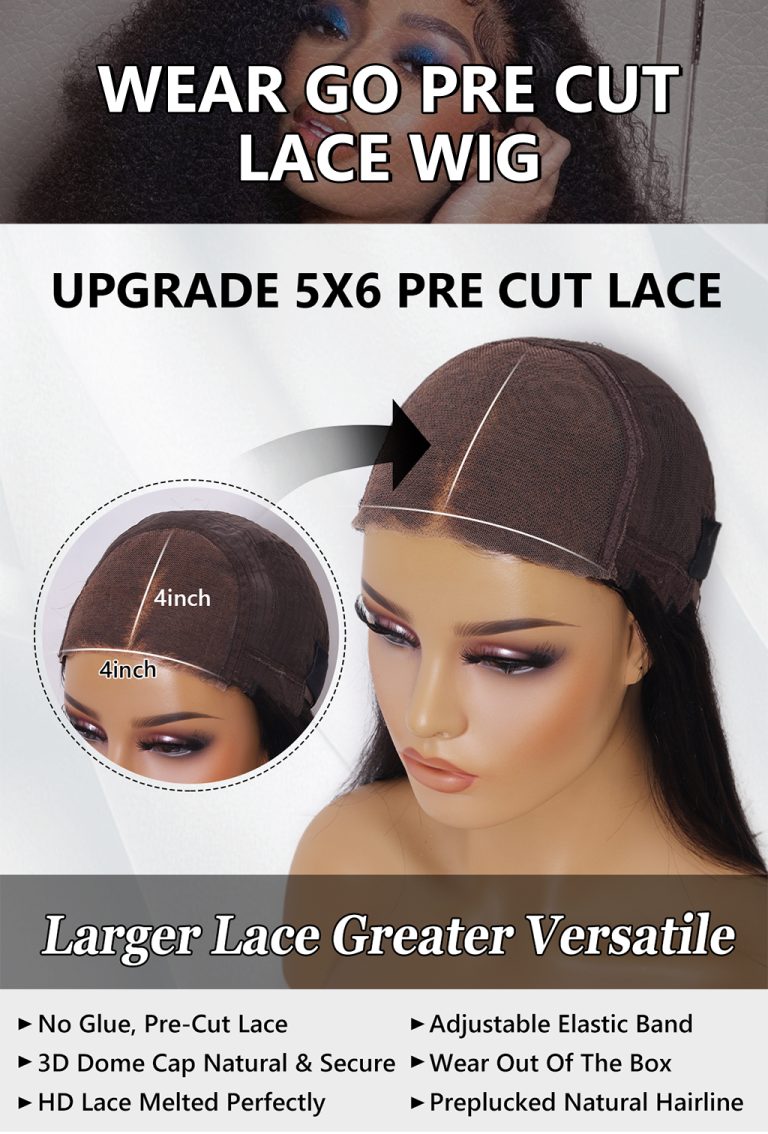 Deep Curly Wear Go Pre-Cut Lace Wig Upgrade 6x5 Glueeless HD Lace Wig ...